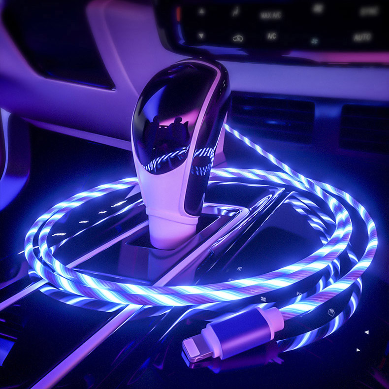light up charging iphone cable - glowing phone usb cable - casetide